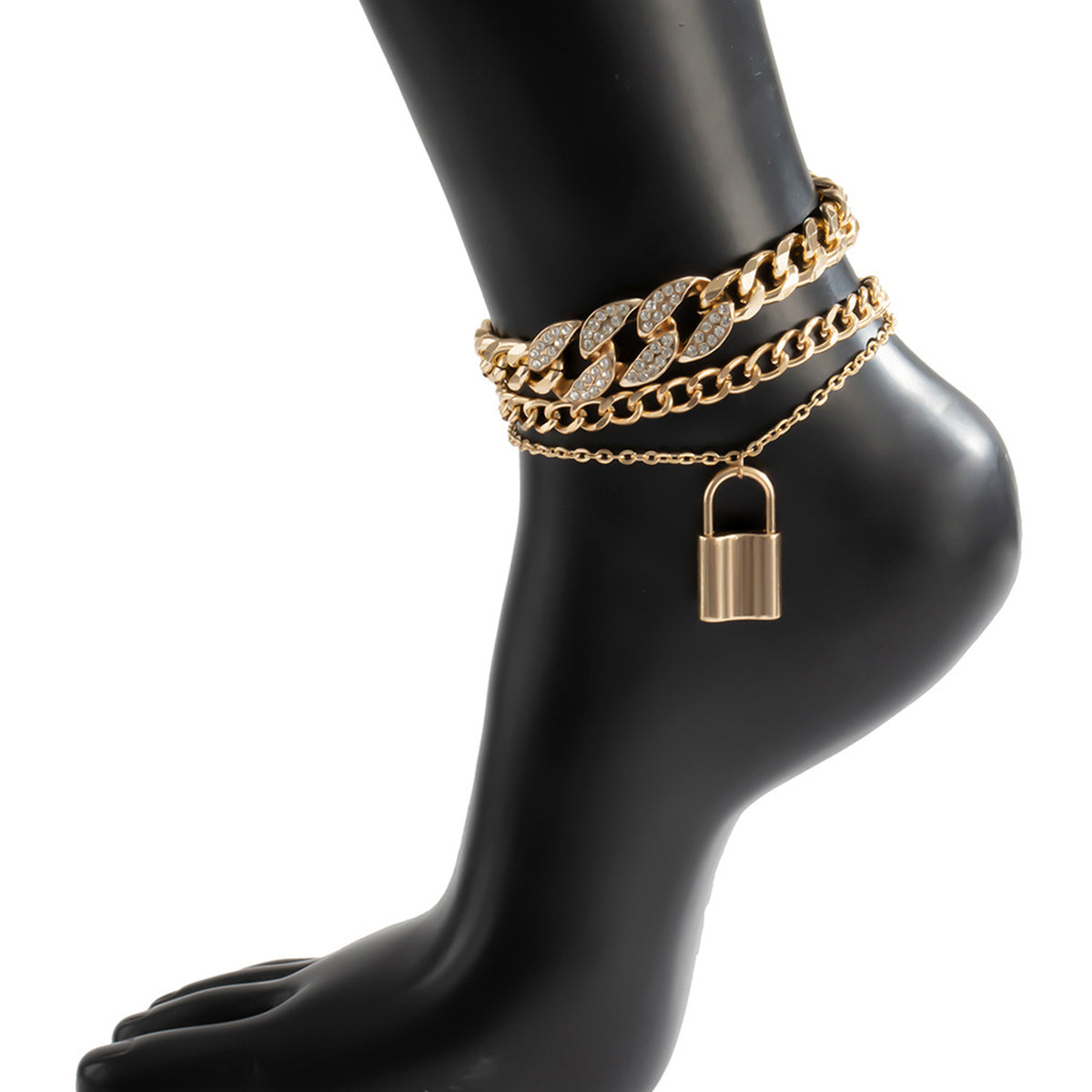 Rhinestone Lock Anklet Set AK0034 – Ole