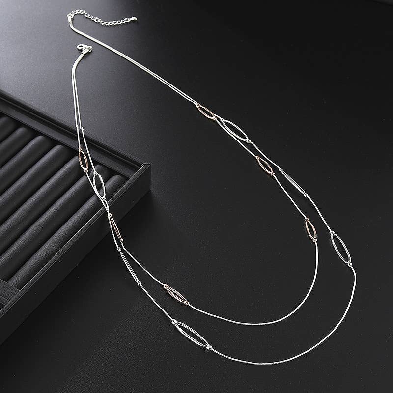 Geometry Oval Doublelayer Alloy Necklace N4903 – Ole